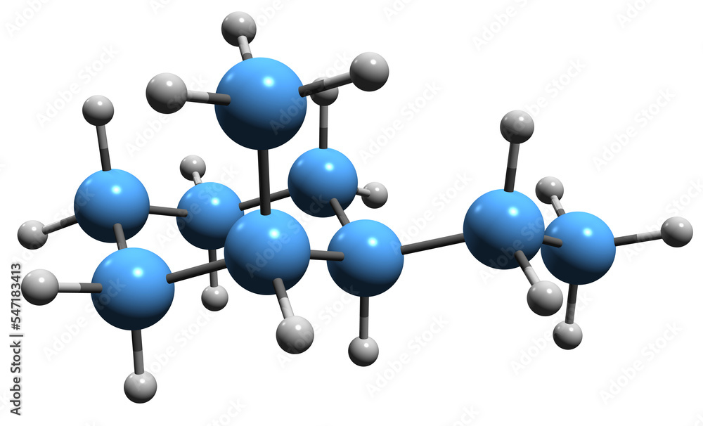 3D image of Ethyl methylcyclohexane skeletal formula - molecular ...