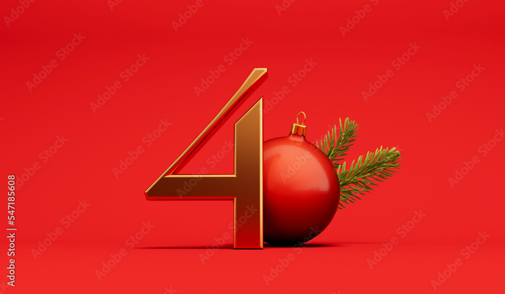 The 12 days of christmas. 4th day festive background gold lettering ...