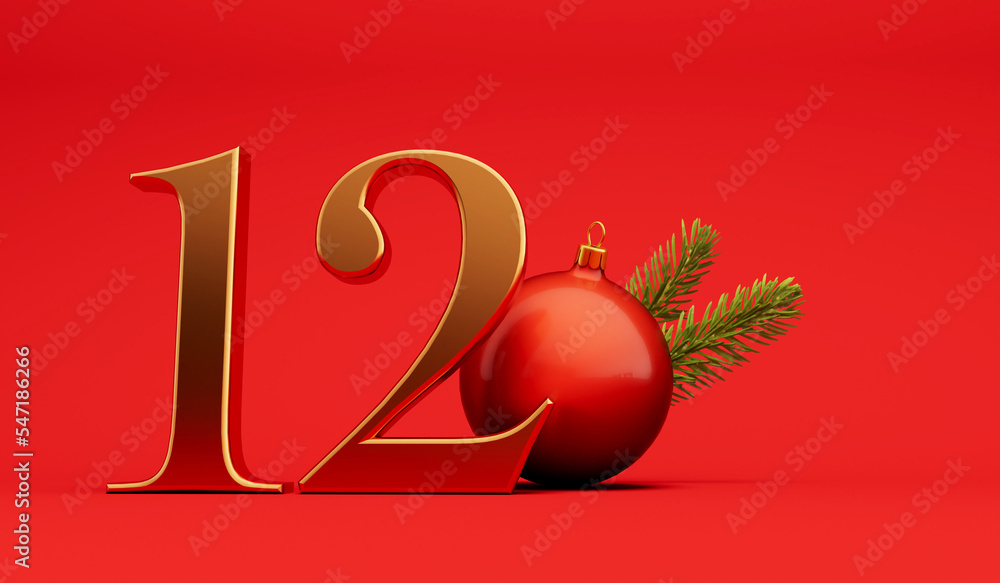 The 12 days of christmas. 12th day festive background gold lettering ...
