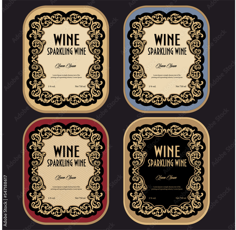 Wine Label Vintage frame border retro label hand drawn antique ...