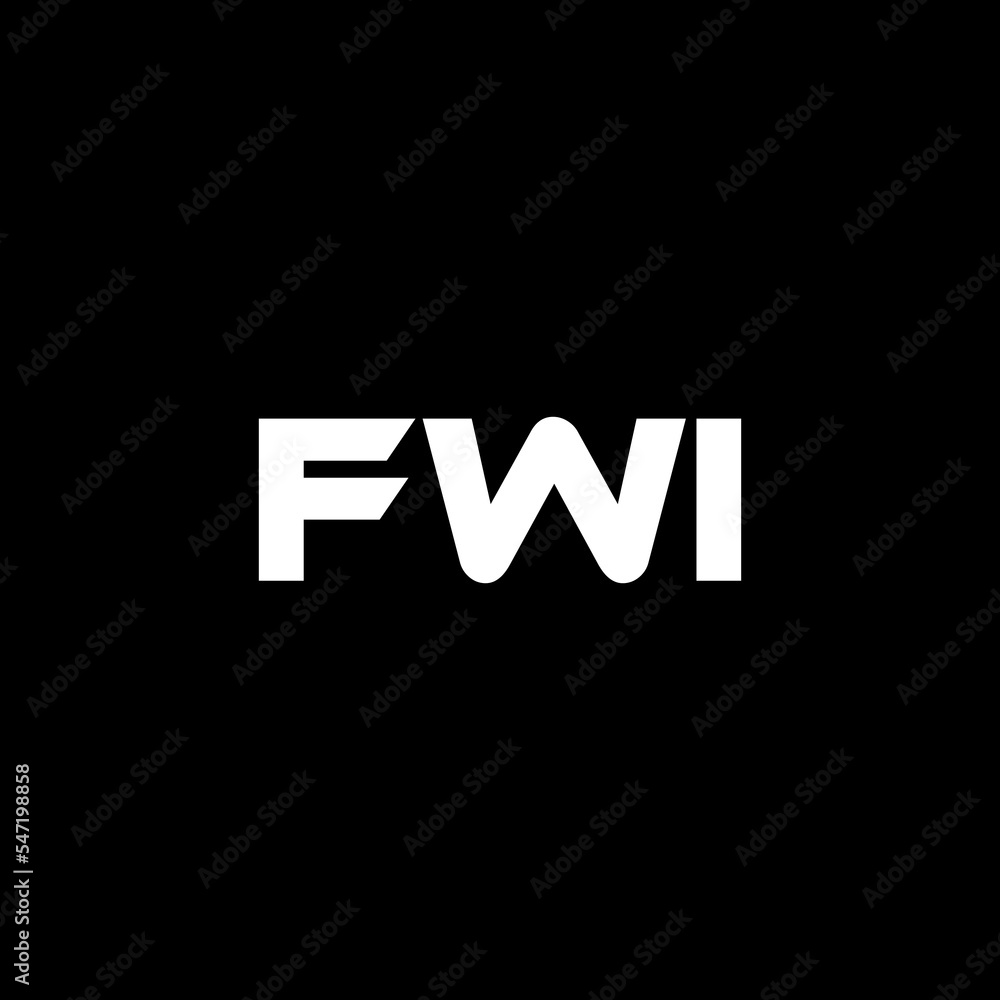 FWI letter logo design with black background in illustrator, vector ...