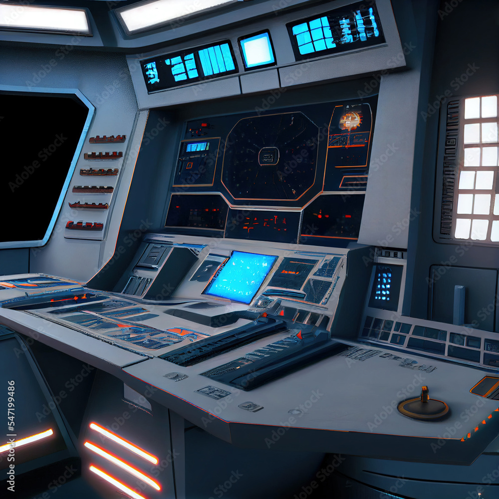 spaceship, cockpit, console, sci-fi, concept, art, futuristic Stock ...