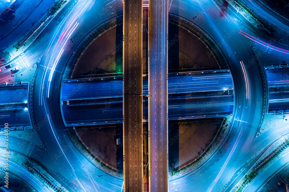 City interchange closeup at night, Smart Modern city night background ...