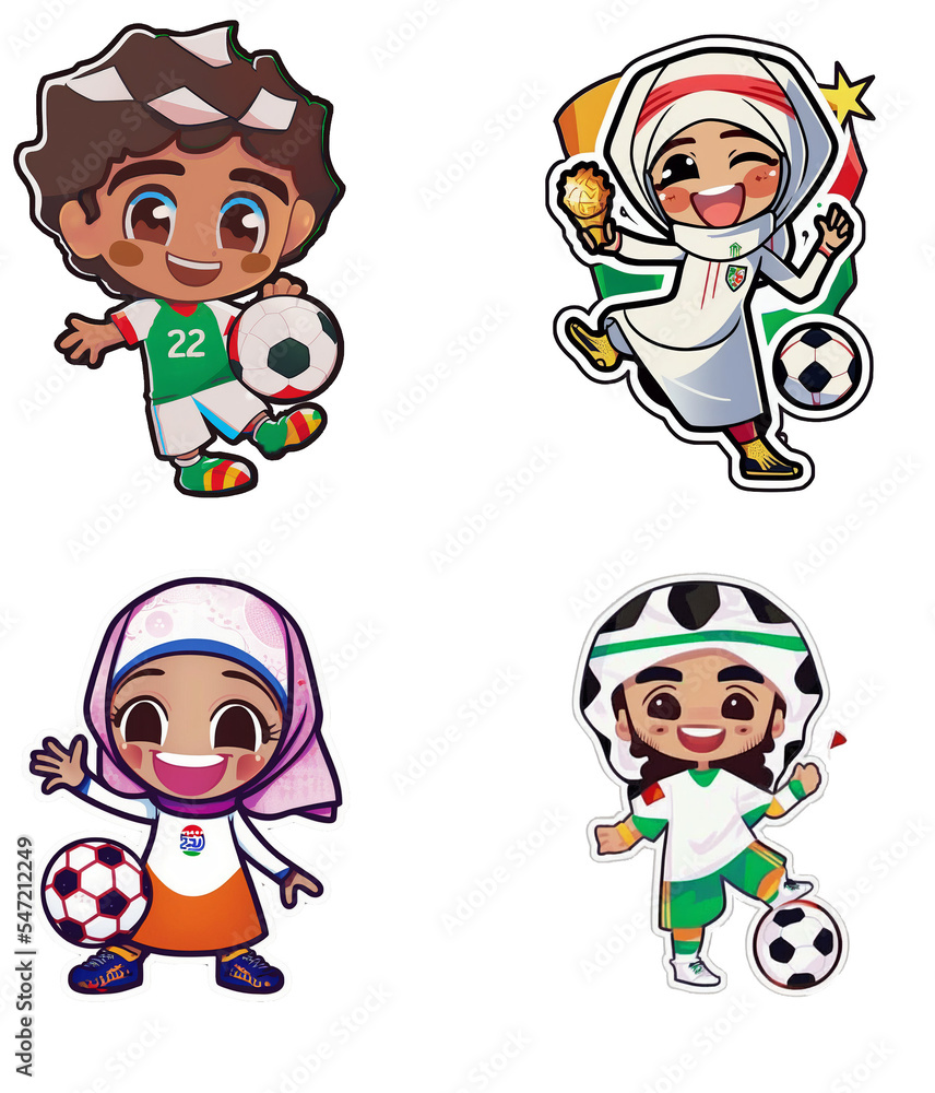 football soccer world cup 2022 cute character on transparent background ...