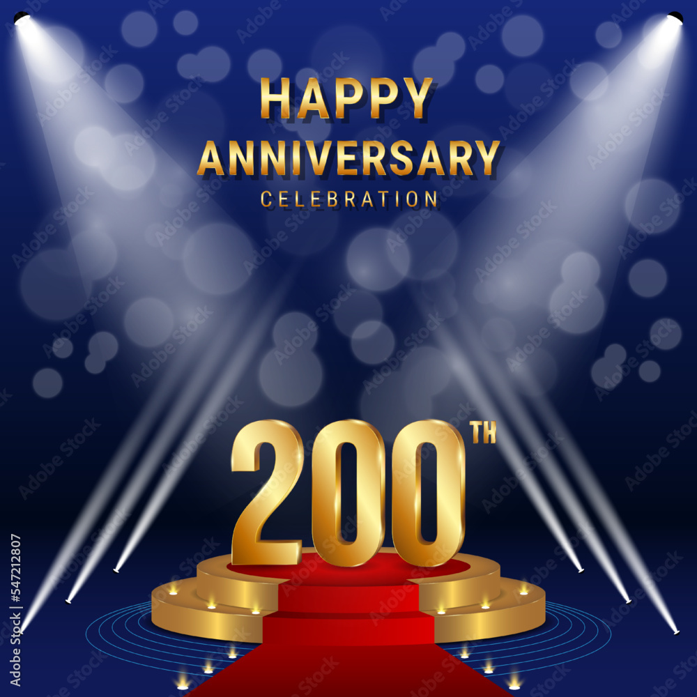200th Anniversary Celebration. Template design with golden stage for ...