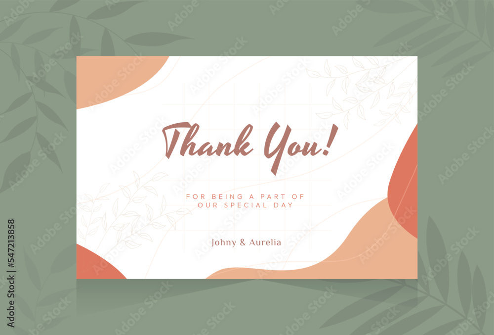 Thank you card design with abstract wave shape pastel background ...