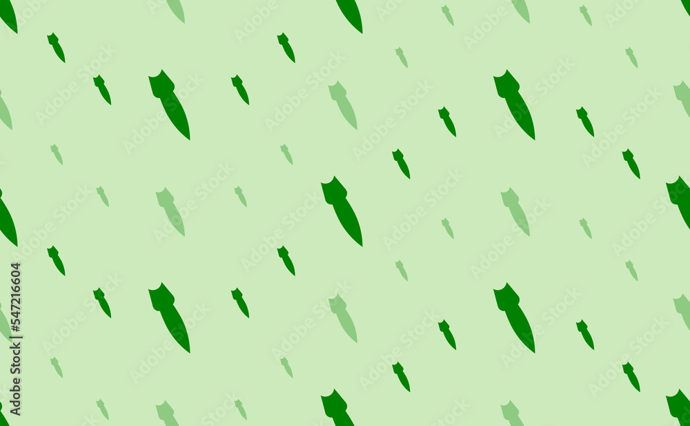 Seamless pattern of large and small green falling rocket symbols. The ...