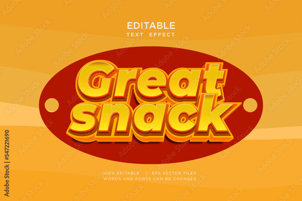 snack label template 3d text effect Stock Vector | Adobe Stock