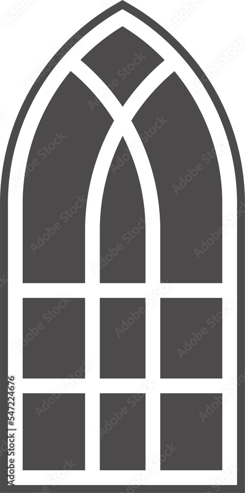 ภาพประกอบสต็อก Gothic window outline. Silhouette of vintage stained ...