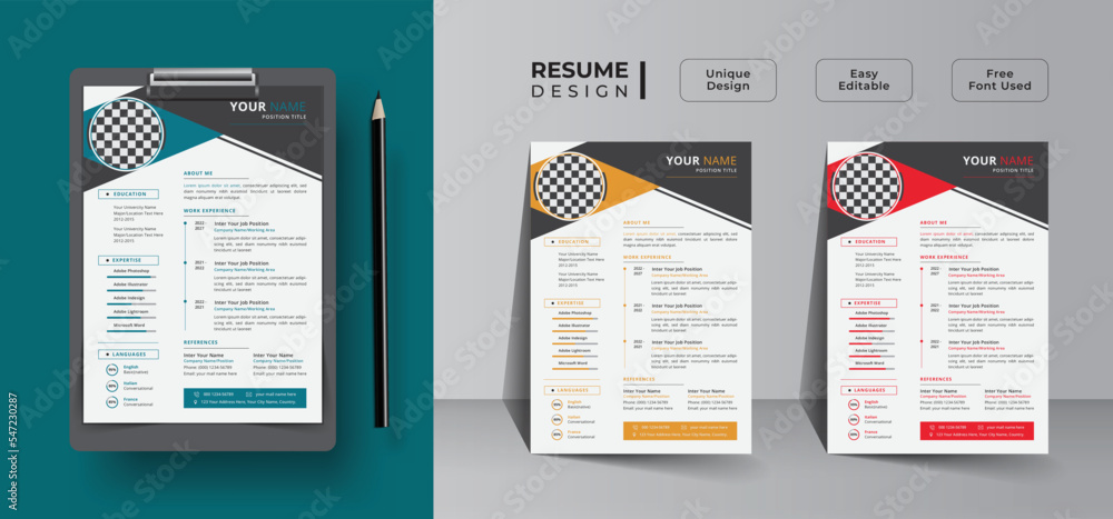 Creative and Modern resume template design with A4 letter layout ...