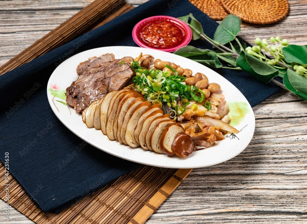 Chinese Mixed platter medium with beef, pork sliced, beans, green onion ...