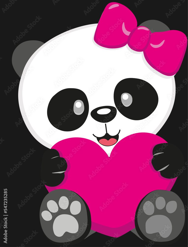 Oso para niños, oso panda, oso panda con corazón Stock Illustration ...