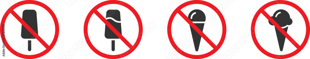 No ice symbol. No eating sign. Ice prohibited icon. Flat vector ...