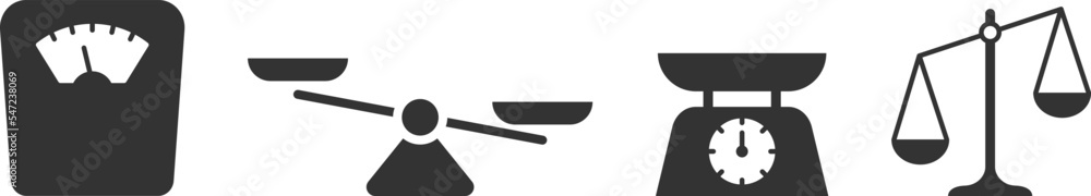 Scales icon set. Different types of scales. Flat vector illustration ...