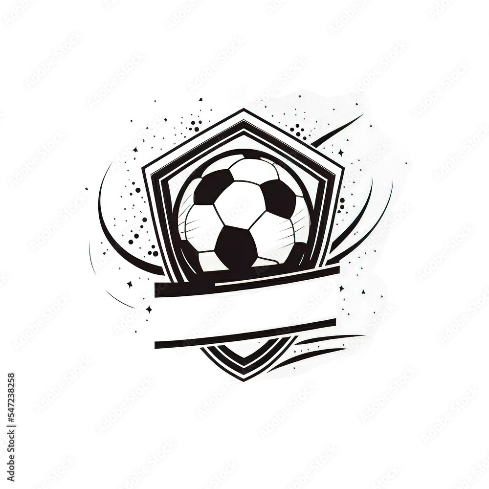 Football flat icon, soccer ball, shield with stars and laurel wreath ...