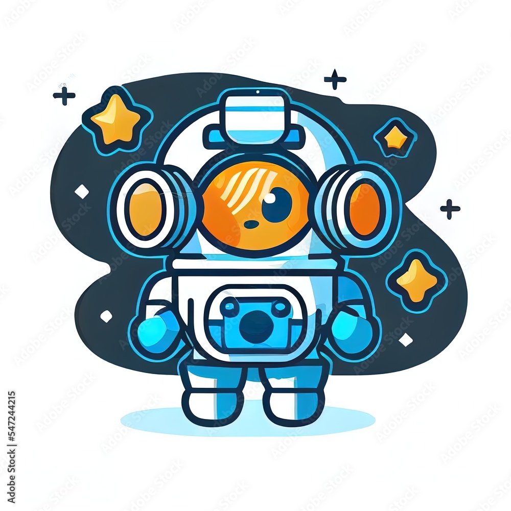 Cute Astronaut Looking Star With Binoculars Cartoon 2d illustrated Icon ...