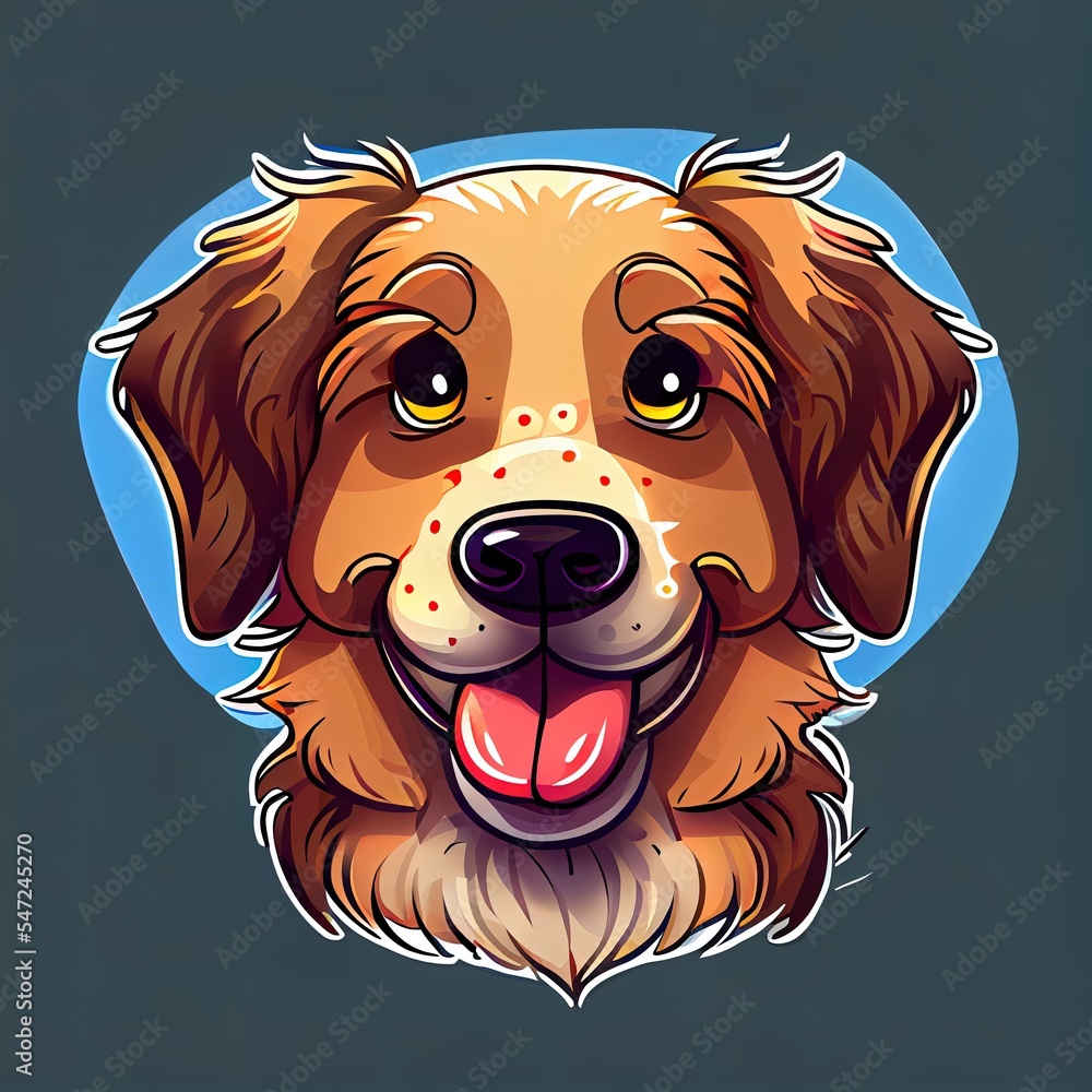 2d illustrated illustration of Cartoon Dog Stock Illustration | Adobe Stock