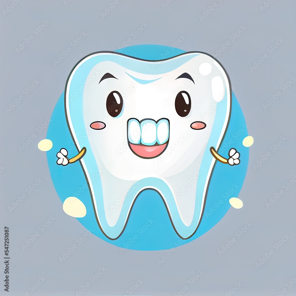 Happy White Healthy Tooth Smiling 2d illustrated Illustration. Cartoon ...