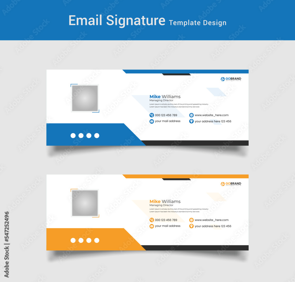 Vector of editable blue and orange templates in a simple style with ...