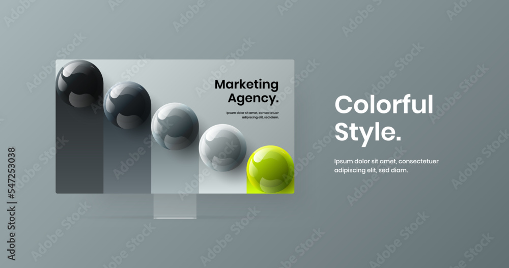 Simple computer monitor mockup website screen template. Vivid banner ...