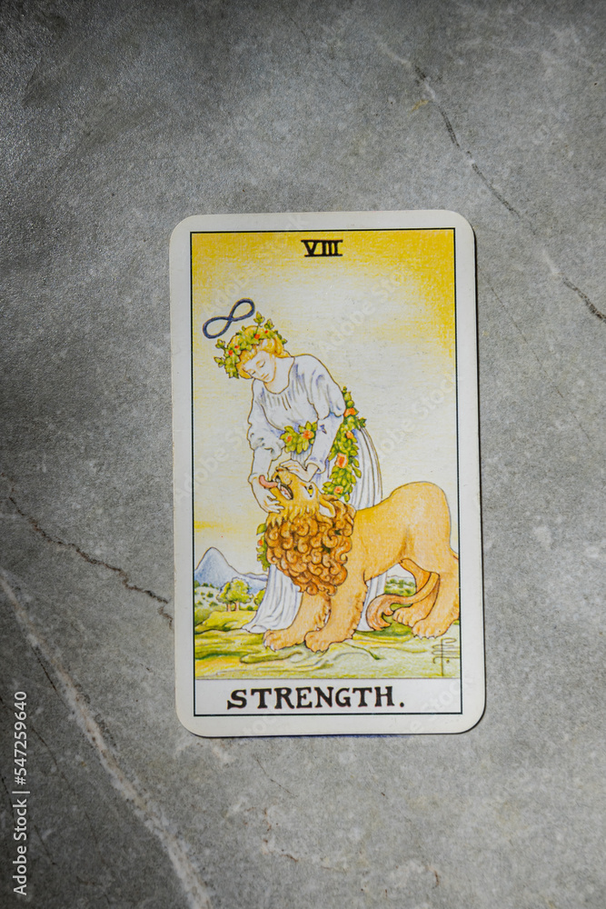 Tarot. VIII, 8, eight. Strength. Esoteric tarot cards for divination on ...