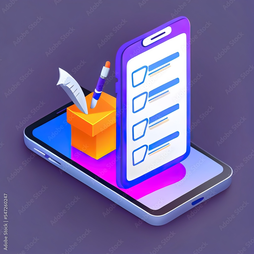 3d task management todo check list with mobile phone, form vote in ...