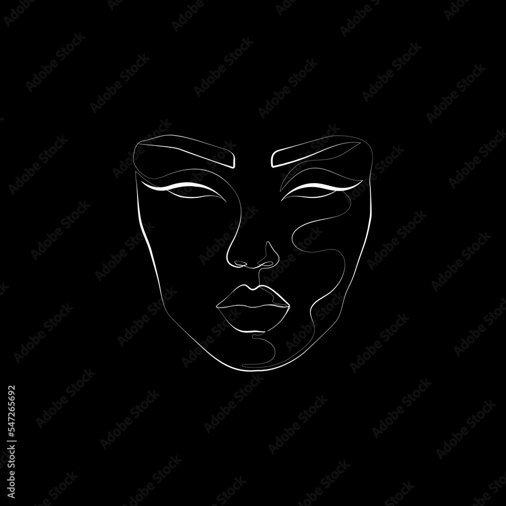 Female Face Print Abstract Female Face Print Printable One Line