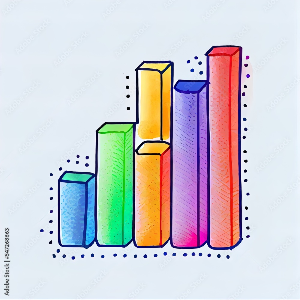 Colorful column graph clipart. Simple column chart watercolor style 2d ...