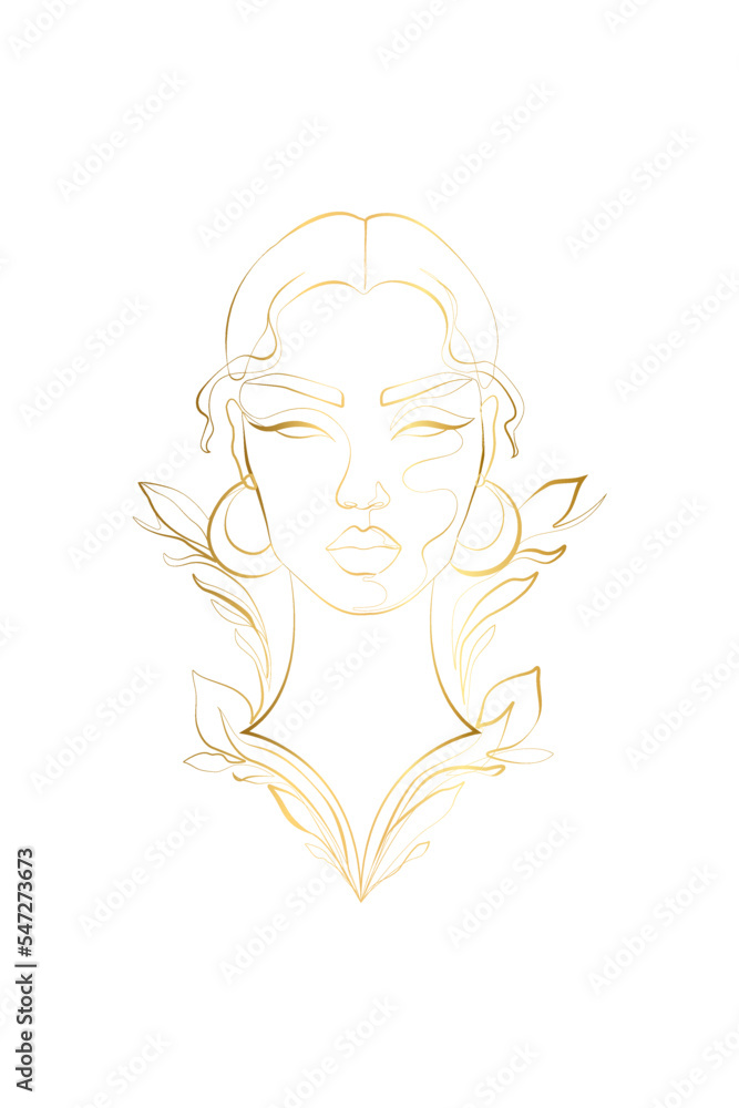 Line Drawing Woman Face Prints Bohemian Flowers Wall Art Decor