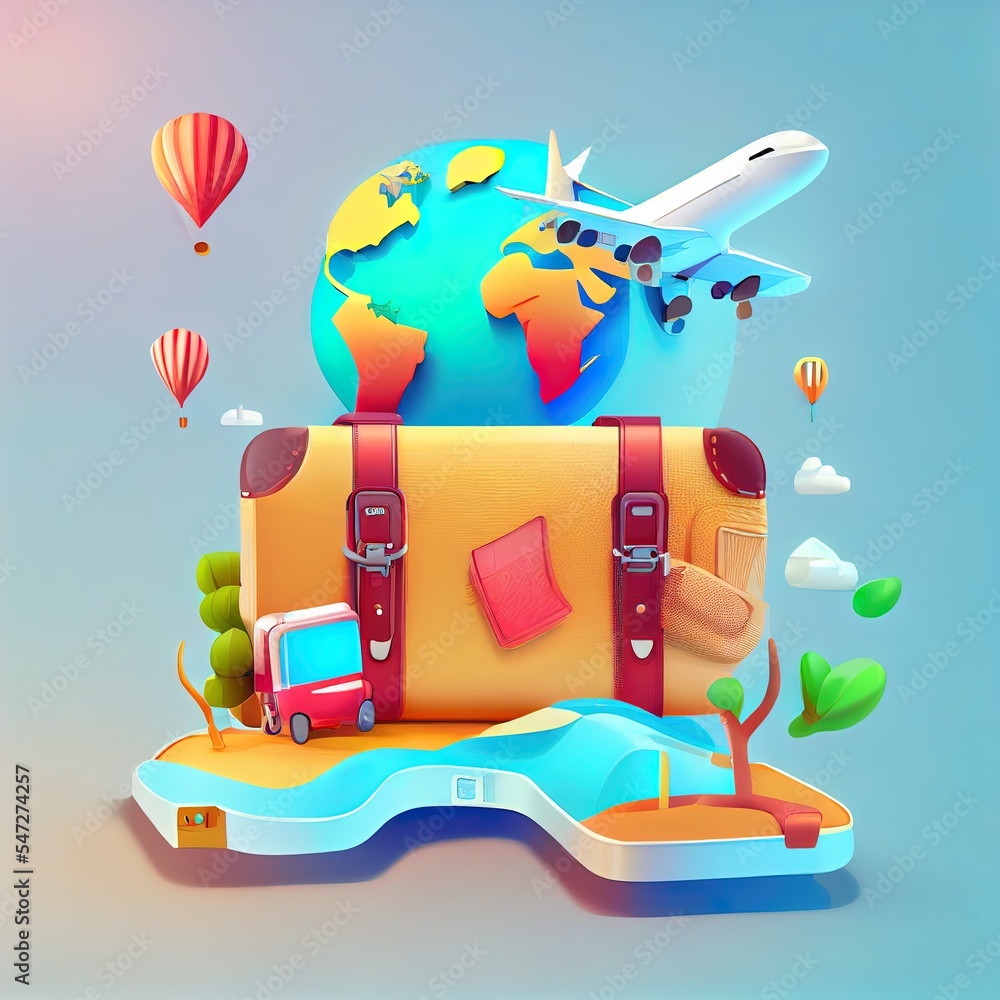 Minimal cartoon flight airplane travel tourism plane trip planning ...