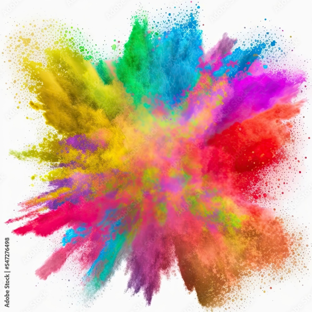 Colorful explosion of color. Holi paint powder isolated on white background. Stock Illustration ...