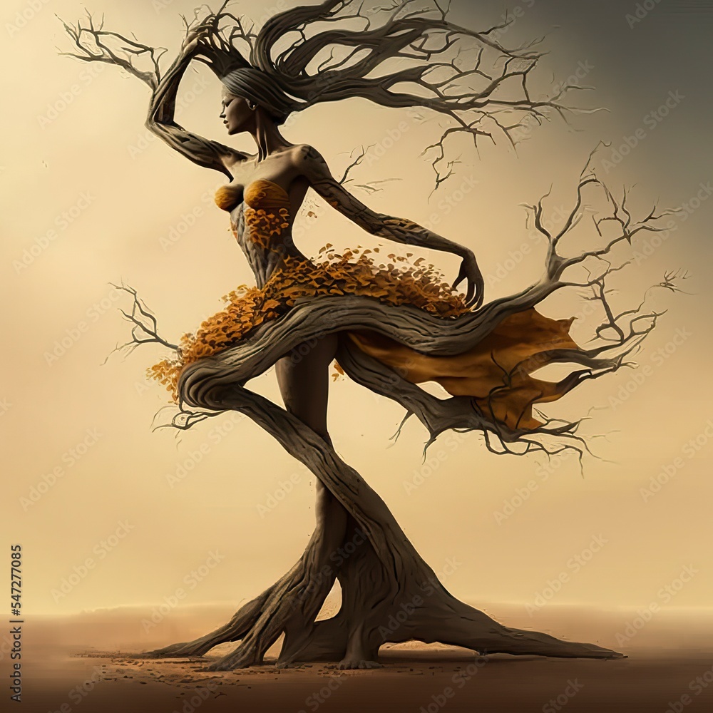 Tree isolated on background. Female body human form. Mother earth ...