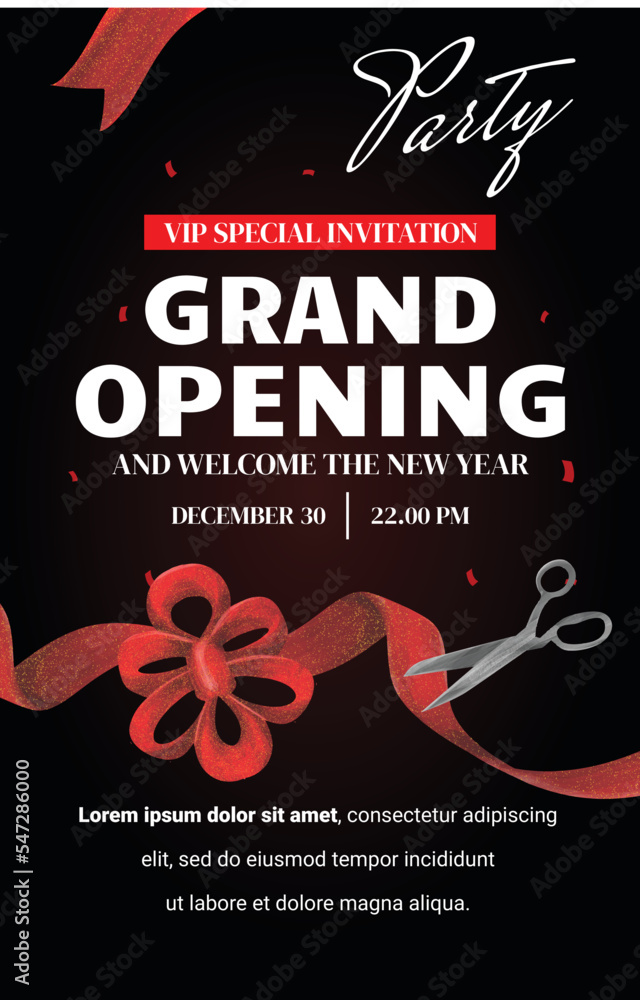 poster for grand opening and new year event invitation party Stock ...