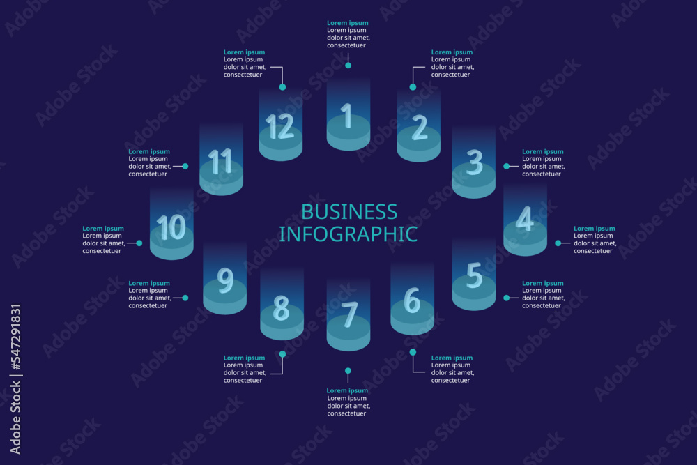step number chart template for infographic for presentation for 12 ...