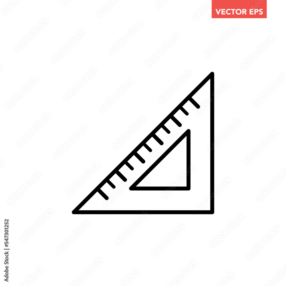 Black single angle ruler line icon, simple measuring tool flat design ...