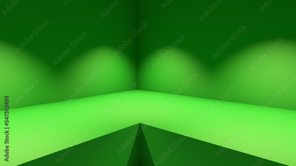 Blank green display on green background with minimal style and spot ...