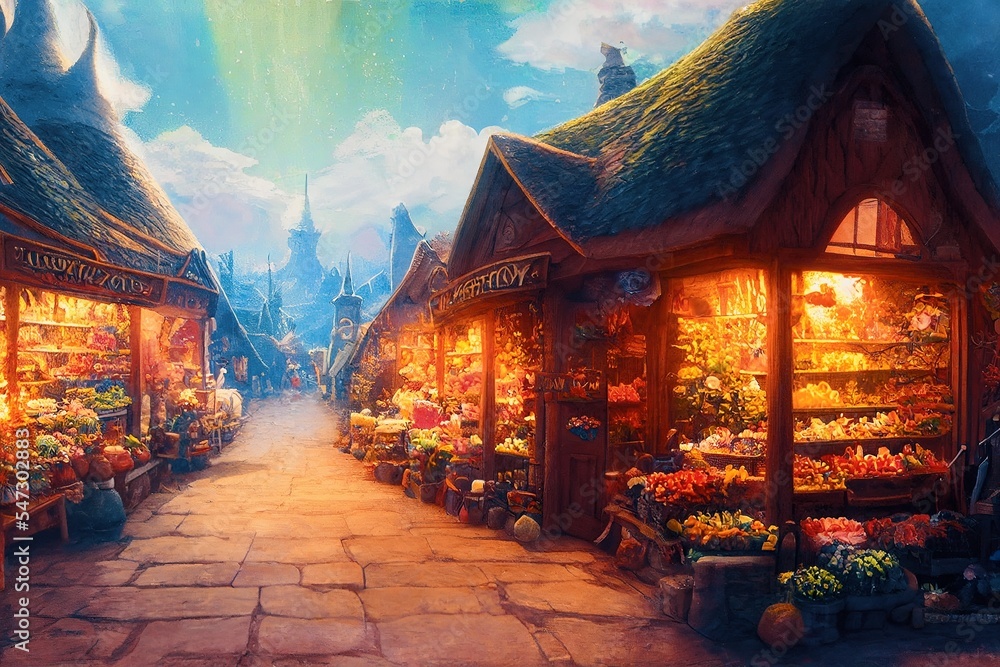 Fantasy city with bizarre lighting, spectacular digital art 3D ...