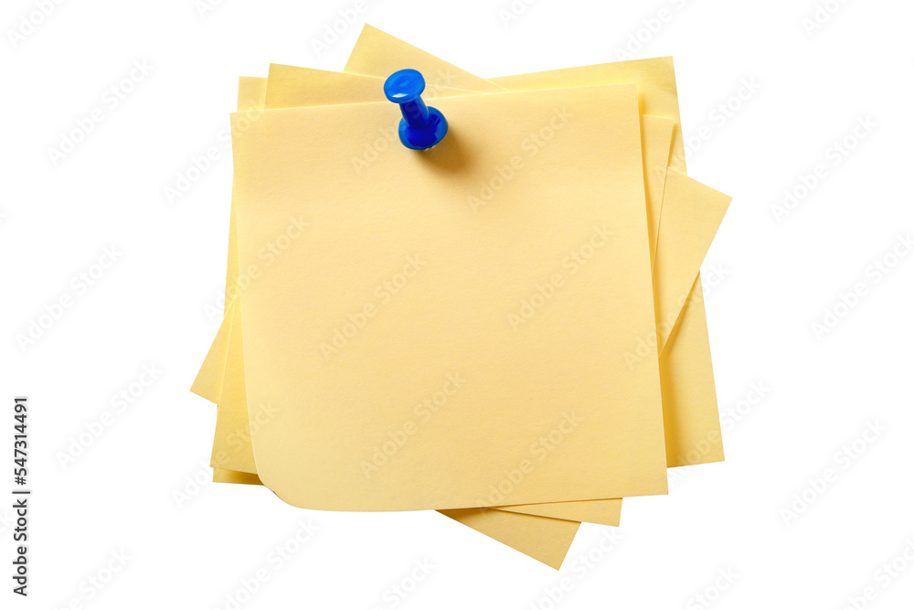 Yellow sticky post it note square with pushpin pin isolated transparent ...