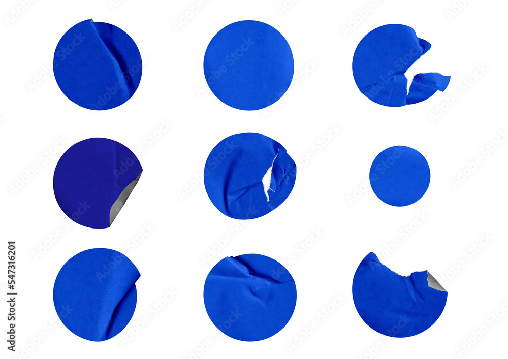 blue sticker tag set of nine different rounded labels png isolated on ...