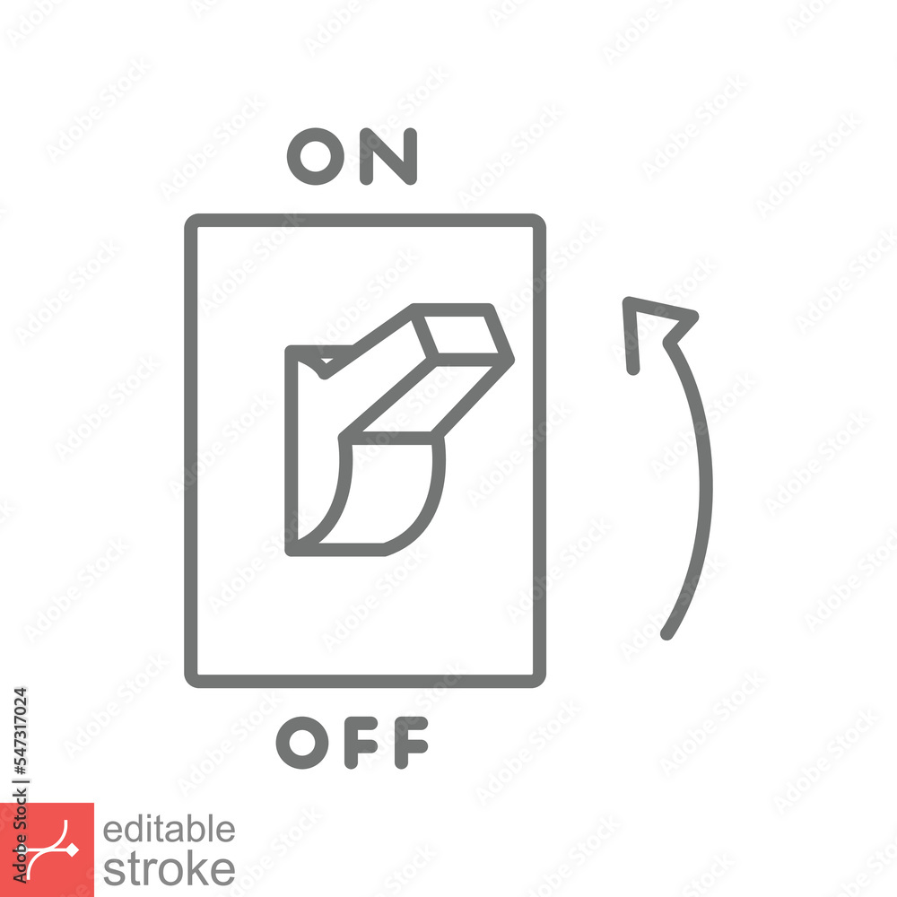 Light on, electric switch icon. Simple outline style. Power turn on ...