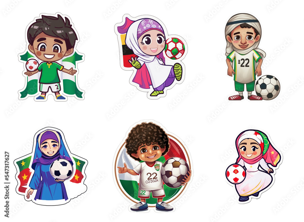 football soccer world cup 2022 cute character on transparent background ...