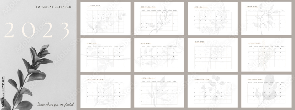 Classic monthly calendar for 2023. Calendar in the style of minimalist ...