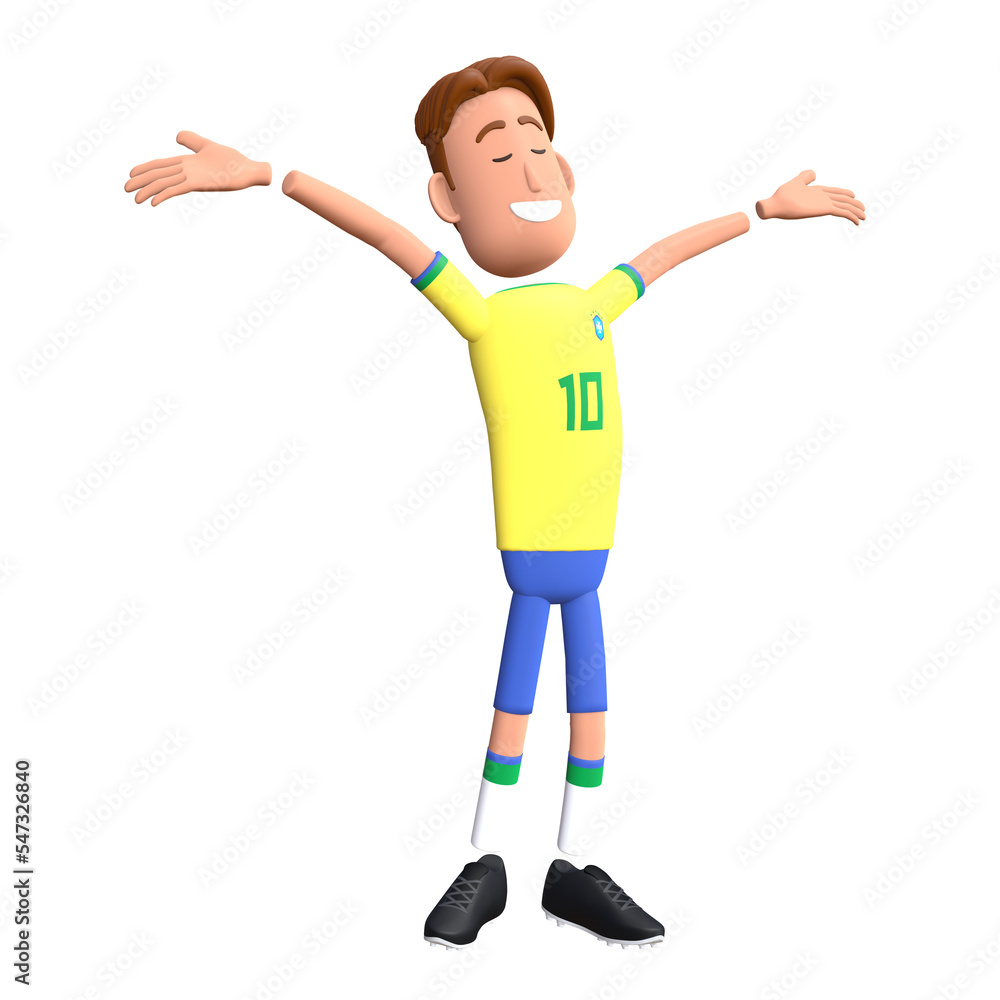 Brazil football player 3D character goal celebration. Cartoon character ...