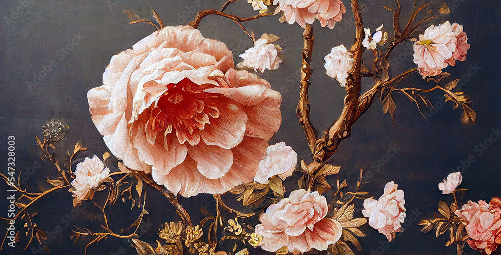 Wallpaper with antique baroque beauty damask painting Stock ...