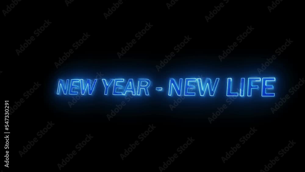 Video Stock NEW YEAR NEW LIFE blue animated 3d neon text on transparent ...