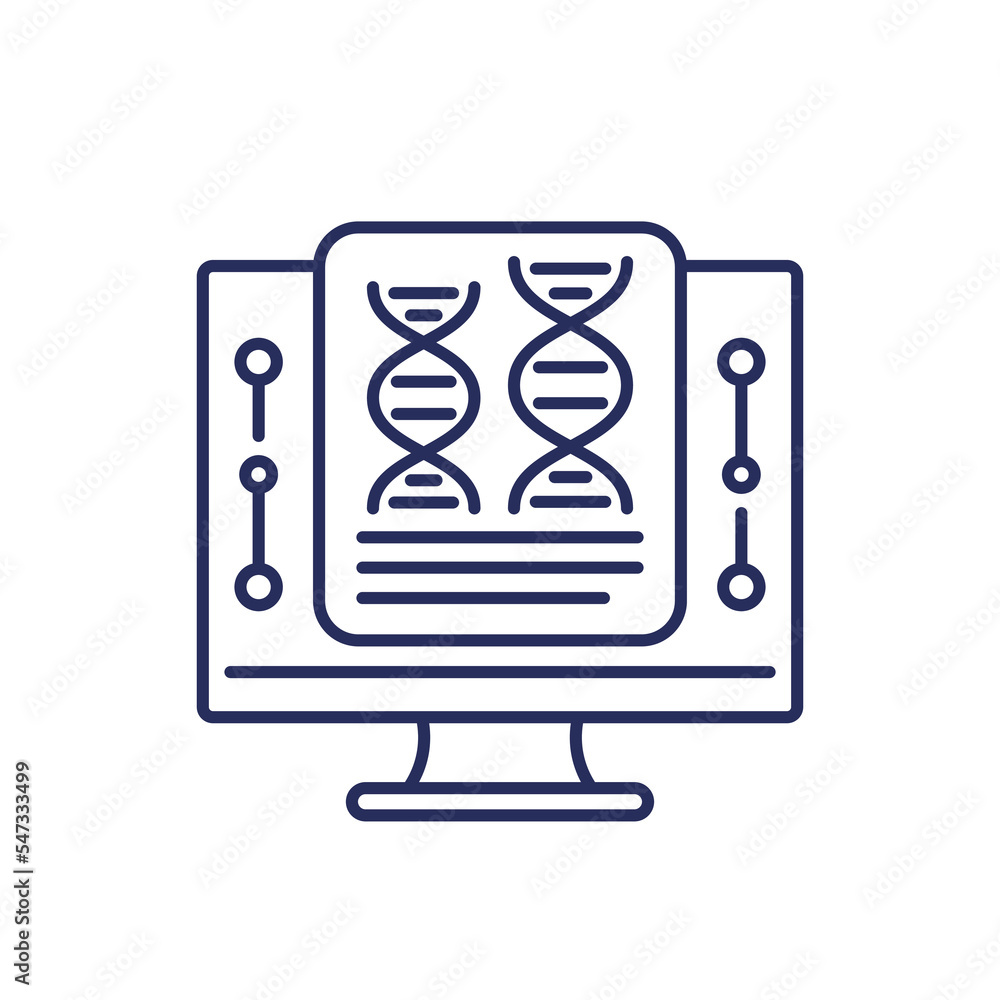 bioinformatics line icon with dna Stock Vector | Adobe Stock