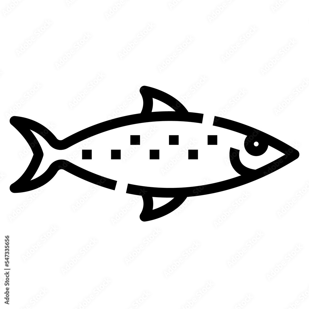 Barrier reef chromis fish icon, Outline style. Isolate on transparency ...