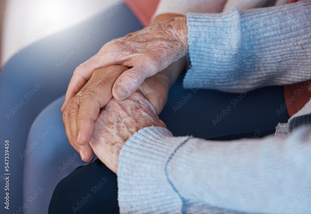 Holding hands, love and support in trust for elderly care, retirement ...