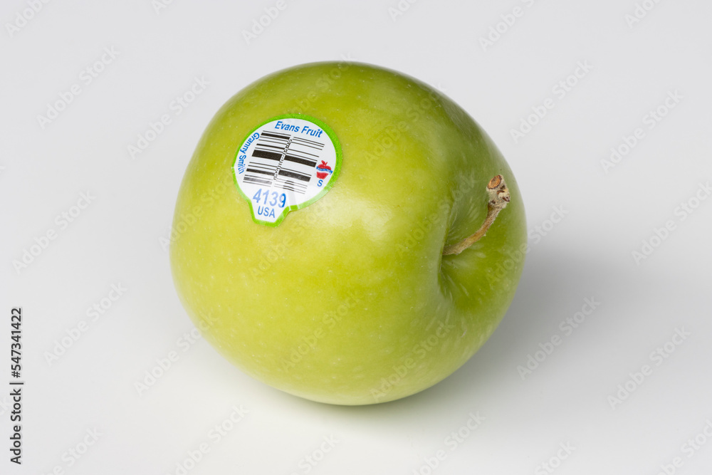 Portland, OR, USA - Nov 3, 2021: A Granny Smith apple, also known as a ...