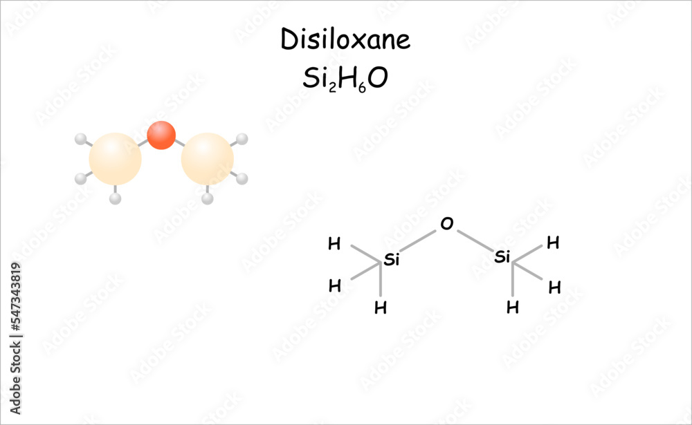 Stylized molecule model/structural formula of disiloxane. Stock Vector ...